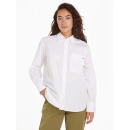 Hemdbluse Tommy Hilfiger "SOLID COTTON EASY FIT SHIRT" Gr. 36, weiß (white) Damen Blusen langarm