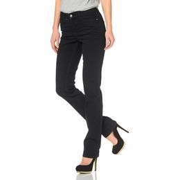 Stretch-Jeans MAC "Angela" Gr. 44, Länge 34, schwarz (black, black) Damen Jeans Röhrenjeans