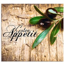 Küchenrückwand Artland "Oliven Guten Appetit" Spritzschutzwände Gr. B/H: 70 cm x 65 cm, braun Küchendekoration