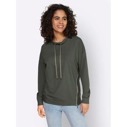 Langarmshirt Heine "Sweatshirt" Gr. 44, grün (khaki) Damen Shirts Jersey