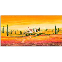 Wandbild Artland "Traumhafte toskanische Landschaft" Bilder Gr. B/H: 150 cm x 75 cm, Alu-Dibond-Druck Europa, 1 St., orange Kunstdrucke