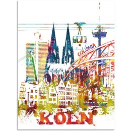 Leinwandbild Artland "Köln Dom Grafik" Bilder Gr. B/H: 90 cm x 120 cm, Köln Hochformat, 1 St., bunt Leinwandbilder