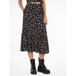 A-Linien-Rock Tommy Jeans "TJW FLORAL RUFFLE MIDI SKIRT EXT" Gr. S (36), bunt (spring floral) Damen Röcke Midiröcke