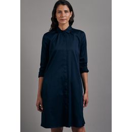 Sommerkleid Seidensticker "Schwarze Rose" Gr. 40, Normalgrößen, blau (nachtblau) Damen Kleider Langarm Kragen Uni glänzend