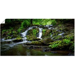 Wandbild Artland "Wasserfall Panorama" Bilder Gr. B/H: 150 cm x 75 cm, Poster Wasserfallbilder Querformat, 1 St., grün Kunstdrucke