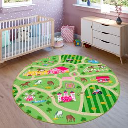 Kinderteppich Paco Home "Bino 560" Teppiche Gr. Ø 200 cm, 4 mm, 1 St., grün Kinder Kinderzimmerteppiche