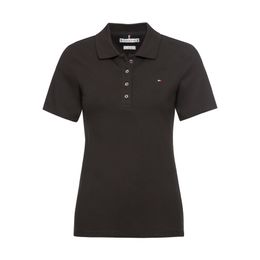 Poloshirt Tommy Hilfiger "1985 SLIM PIQUE POLO SS" Gr. M (38), schwarz (black) Damen Shirts Jersey