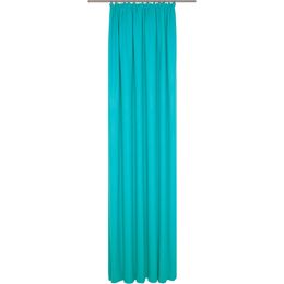 Vorhang WIRTH "WIRTHNatur" Gardinen Gr. 315 cm, Kräuselband, 132 cm, blau (türkis) Kräuselband