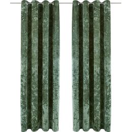Vorhang my home "Velvet" Gardinen Gr. 225 cm, Ösen, 135 cm, grün (dunkelgrün) Ösen