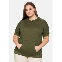 T-Shirt sheego "Große Größen" Gr. 40/42, grün (dunkeloliv) Damen Shirts Jersey