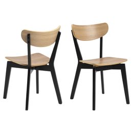 Esszimmerstuhl ACTONA GROUP "Roxby" Stühle Gr. B/H/T: 45 cm x 79,5 cm x 55 cm, 2 St., Massivholz, schwarz (natur, schwarz, schwarz) Küchenstühle