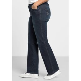 Stretch-Jeans sheego "Große Größen" Gr. 23, Kurzgrößen, blau (dark blue denim) Damen Jeans Stretch