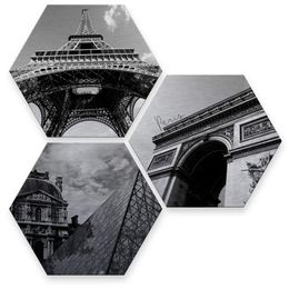 Mehrteilige Bilder Wall-Art "Silbereffekt Impression of Paris" Gr. B/H/T: 35 cm x 0 cm x 30 cm, -, 3 St., bunt (mehrfarbig) Mehrteilige Bilder