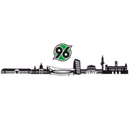 Wandtattoo Wall-Art "Fußball Hannover 96 Skyline + Logo" Wandtattoos Gr. B/H/T: 220 cm x 37 cm x 0,1 cm, Fußball Hannover 96 Skyline + Logo, bunt Wandtattoos Wandsticker