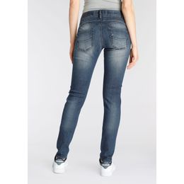 Röhrenjeans Herrlicher "GILA SLIM ORGANIC" Gr. 30, Länge 30, blau (blue core 603) Damen Jeans Röhrenjeans