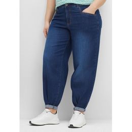 Stretch-Jeans sheego "Große Größen" Gr. 42, Normalgrößen, blau (blue denim) Damen Jeans Stretch