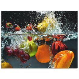 Küchenrückwand Artland "Spritzendes Obst auf dem Wasser" Spritzschutzwände Gr. B/H: 80 cm x 60 cm, bunt Küchendekoration Alu Spritzschutz mit Klebeband, einfache Montage