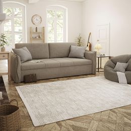 Wollteppich Home Affaire "Wolltraum Passion" Teppiche Gr. B/L: 160 cm x 160 cm, 10 mm, 1 St., beige (natur, grau) Baumwollteppiche