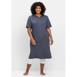Sweatkleid sheego "Große Größen" Gr. 56/58, Normalgrößen, blau (indigo) Damen Kleider Freizeitkleider