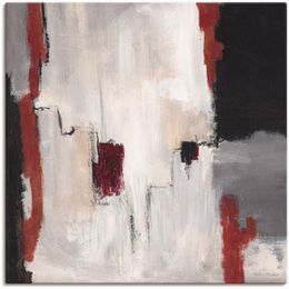Wandbild Artland "Rot an Grau I - Abstrakt" Bilder Gr. B/H: 100 cm x 100 cm, Leinwandbild Gegenstandslos, 1 St., grau Kunstdrucke
