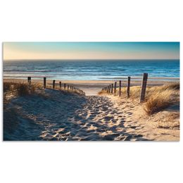 Küchenrückwand Artland "Weg zum Nordseestrand Sonnenuntergang" Spritzschutzwände Gr. B/H: 90 cm x 50 cm, beige (naturfarben) Küchendekoration