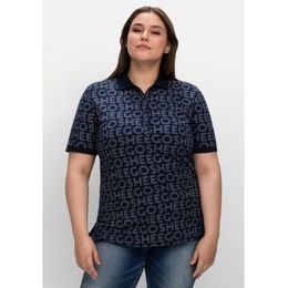 T-Shirt sheego "Große Größen" Gr. 40/42, blau (nachtblau) Damen Shirts V-Shirts