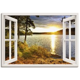 Wandbild Artland "Sonnenuntergang im Algonquin Park" Bilder Gr. B/H: 100 cm x 70 cm, Leinwandbild Fensterblick Querformat, 1 St., bunt Kunstdrucke