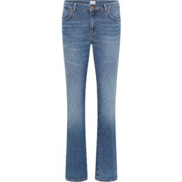 Straight-Jeans Mustang "Crosby Relaxed Straight" Gr. 26, Länge 32, blau (mittelbalu 582) Damen Jeans 5-Pocket-Jeans