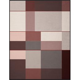 Wohndecke Biederlack "Grid" Wohndecken Gr. B/L: 180 cm x 220 cm, schwarz (schwarz, grau, rose) Baumwolldecken