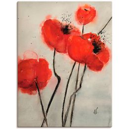 Wandbild Artland "Roter Mohn" Bilder Gr. B/H: 60 cm x 80 cm, Leinwandbild Blumen, 1 St., rot Kunstdrucke