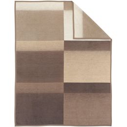 Wohndecke Ibena "Sorrento Jacquard" Wohndecken Gr. B/L: 150 cm x 200 cm, beige (beige, braun) Baumwolldecken