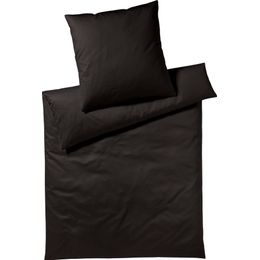 Bettwäsche Yes For Bed "Pure & Simple Uni in Gr. 135x200, 155x220 oder 200x200 cm" Gr. B/L: 155 cm x 220 cm (1 St.), B/L: 80 cm x 80 cm (1 St.), Mako-Satin, schwarz Bettwäsche 155x220 cm
