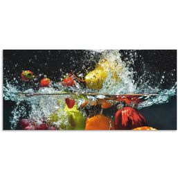 Küchenrückwand Artland "Spritzendes Obst auf dem Wasser" Spritzschutzwände Gr. B/H: 120 cm x 55 cm, bunt Küchendekoration