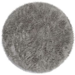 Hochflor-Teppich FLAIR RUGS "Sheepskin" Teppiche Gr. Ø 120 cm, 60 mm, 1 St., grau Esszimmerteppiche