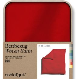 Bettbezug Schlafgut "Woven Satin" Bettbezüge Gr. B/L: 200 cm x 200 cm, rot (red deep) Mako-Satin-Bettwäsche