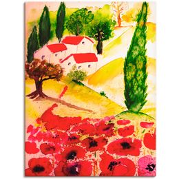 Leinwandbild Artland "Sommer in der Toskana" Bilder Gr. B/H: 60 cm x 80 cm, Europa, 1 St., rot Leinwandbilder