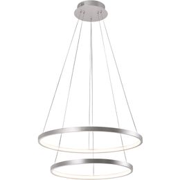 LED Pendelleuchte JUST LIGHT "CIRCLE" Lampen Gr. 2 flammig, Ø 50 cm Höhe: 120 cm, silberfarben Designerlampe LED Hängeleuchten und Pendelleuchten