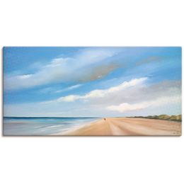 Wandbild Artland "Am Strand entlang III" Bilder Gr. B/H: 100 cm x 50 cm, Leinwandbild Strand, 1 St., blau Kunstdrucke