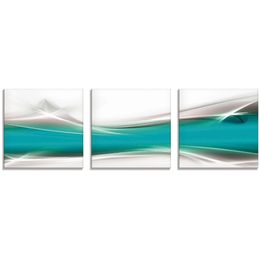 Glasbild Artland "Kreatives Element" Bilder Gr. B/H: 30 cm x 30 cm, Gegenstandslos, 3 St., blau Glasbilder