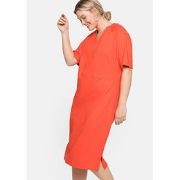 Shirtkleid sheego "Große Größen" Gr. 48, Normalgrößen, rot (rotorange) Damen Kleider Freizeitkleider