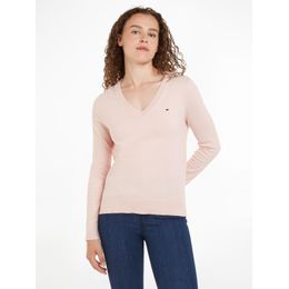 V-Ausschnitt-Pullover Tommy Hilfiger Gr. L (40), pink (whimsy pink) Damen Pullover V-Pullover