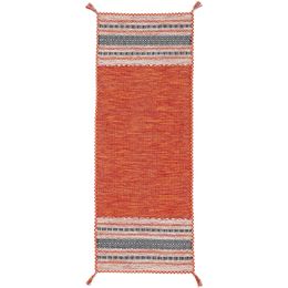 Läufer CarpetFine "Kelim Azizi" Teppiche Gr. B/L: 80 cm x 500 cm, 5 mm, 1 St., orange Kurzflor-Läufer