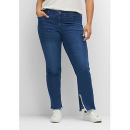 Gerade Jeans sheego "Große Größen" Gr. 42, Normalgrößen, blau (blue denim) Damen Jeans Gerade