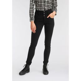 Slim-fit-Jeans Arizona "mit extra breitem Bund" Gr. 36, N-Gr, schwarz (black, overdyed) Damen Jeans Röhrenjeans