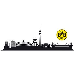 Wandtattoo Wall-Art "BVB Skyline mit Logo Fußball Sticker" Wandtattoos Gr. B/H: 200 cm x 33 cm, Fussball, schwarz Wandtattoos Fußball
