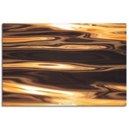 Wandbild Artland "Goldenes Wasser des Meeres" Bilder Gr. B/H: 90 cm x 60 cm, Leinwandbild Gewässer Querformat, 1 St., goldfarben Kunstdrucke