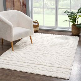 Hochflor-Teppich Carpet City "Focus 3382, Boho-Style" Teppiche Gr. B/L: 200 cm x 290 cm, 20 mm, 1 St., beige (creme) Esszimmerteppiche