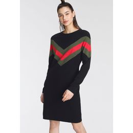 Strickkleid Tamaris Gr. 42, N-Gr, grün (khaki, schwarz (kleid aus nachhaltigem material)) Damen Kleider Freizeitkleider mit Streifen-Muster