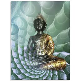 Glasbild Artland "Buddhas Traumwelt CB" Bilder Gr. B/H: 60 cm x 80 cm, Glasbild Religion Hochformat, 1 St., bunt Glasbilder