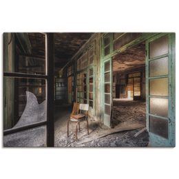 Wandbild Artland "Lost Place - Stuhl verlassene Orte" Bilder Gr. B/H: 90 cm x 60 cm, Leinwandbild Gebäude Querformat, 1 St., bunt Kunstdrucke